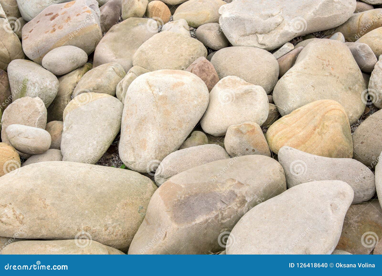 Several Round Beautiful Smooth Stones on the Seashore Stock Photo ...