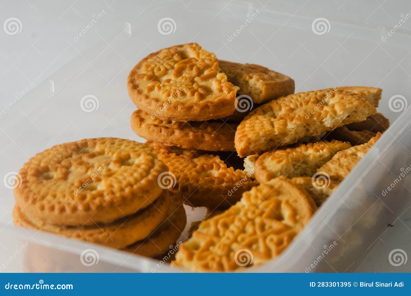 Several Round Coconut Flavored Biscuits in a Transparent Plastic ...