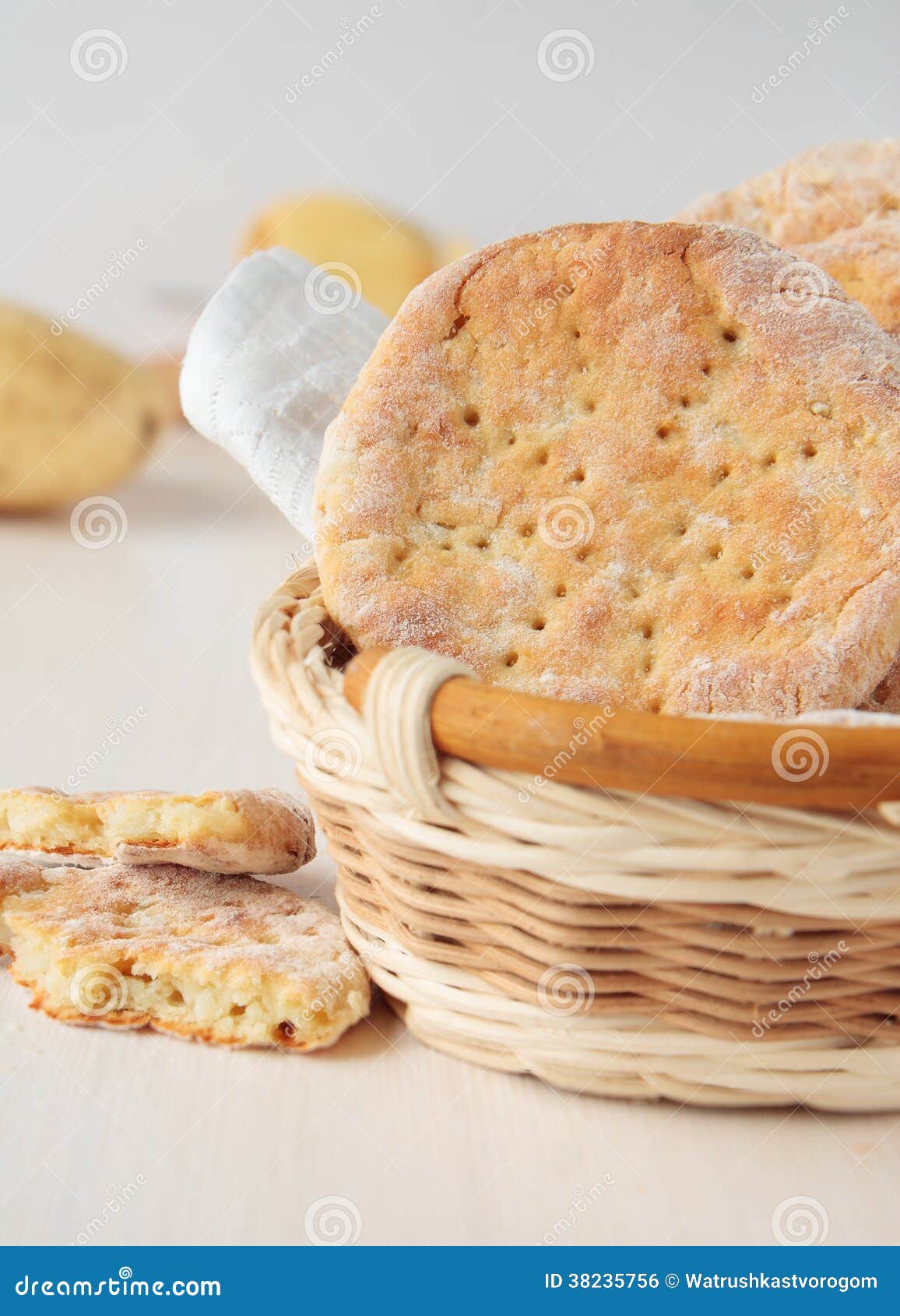 Several Round Potato Flat Bread Stock Photo - Image of knife, vegetable ...