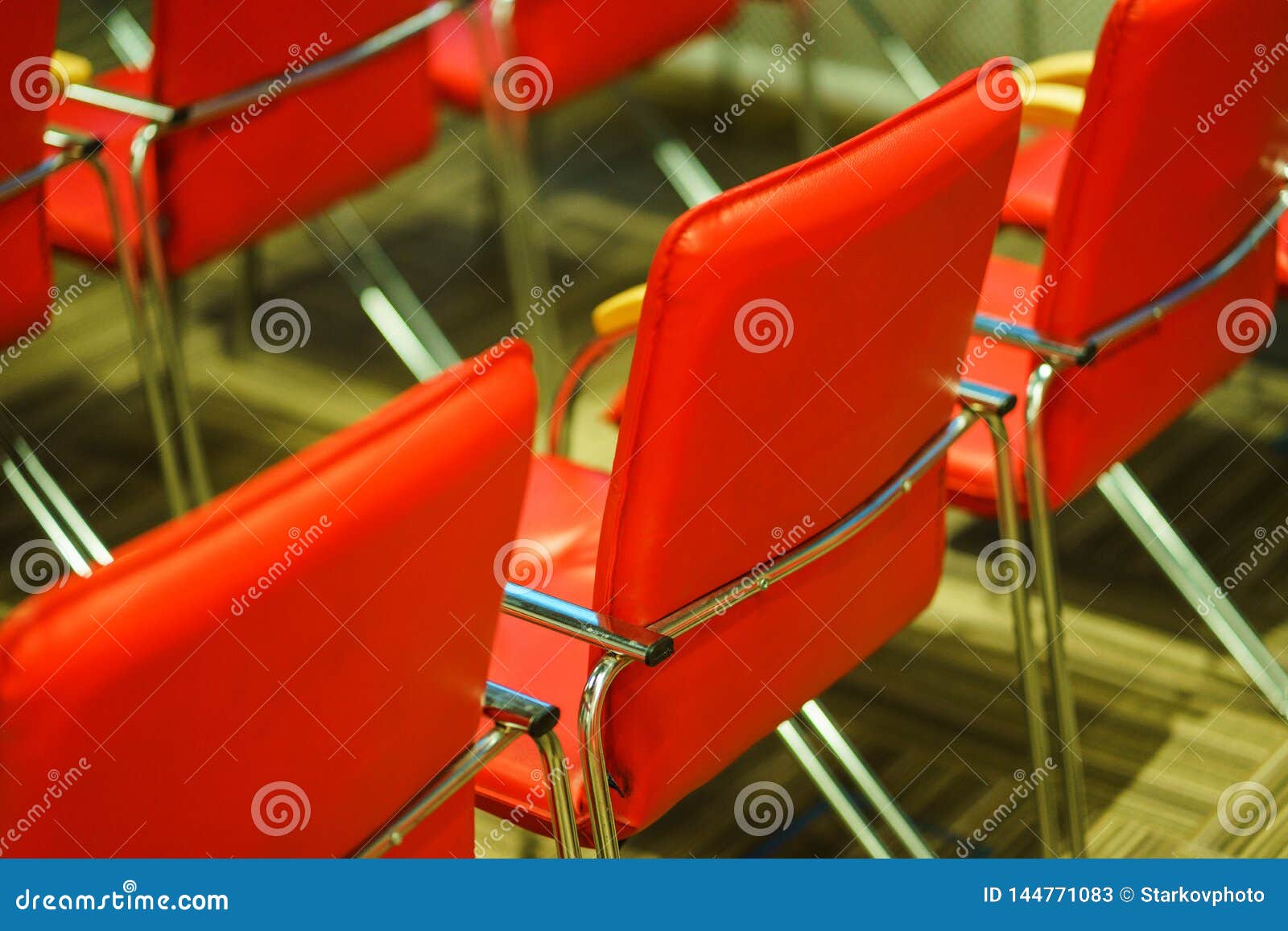 Several Rows of Empty Chairs in the Audience Prepared for the Speaker`s ...