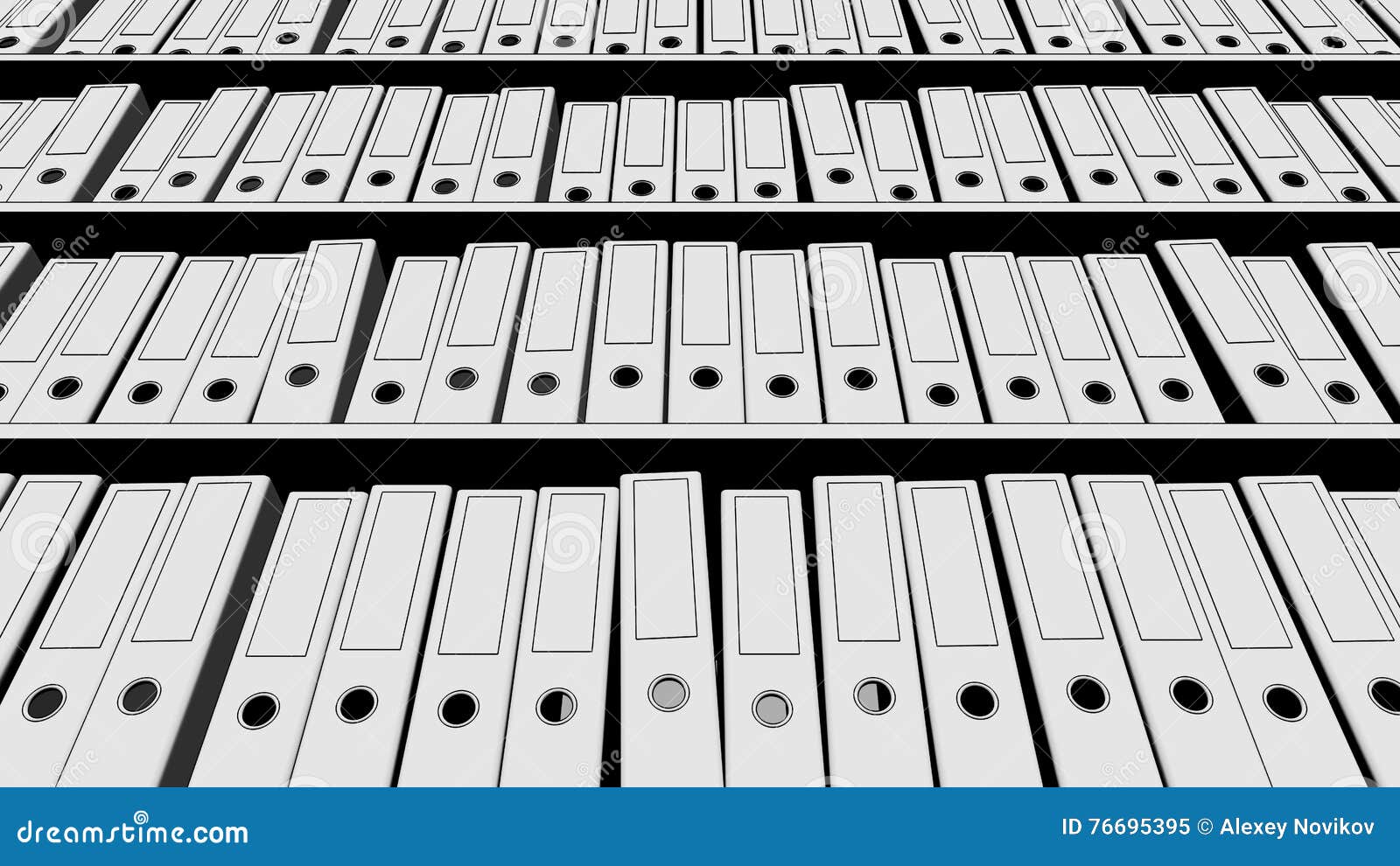 Several Rows of Empty Office Binders. 3D Rendering Stock Illustration ...