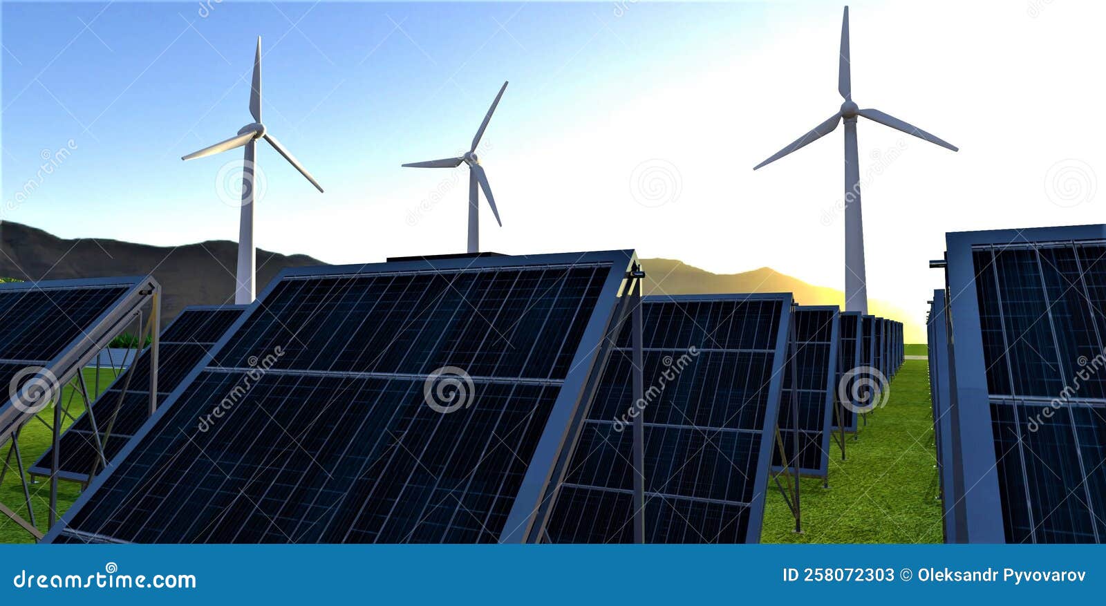 Several Rows of Photovoltaic Panels Against the Backdrop of the Setting ...