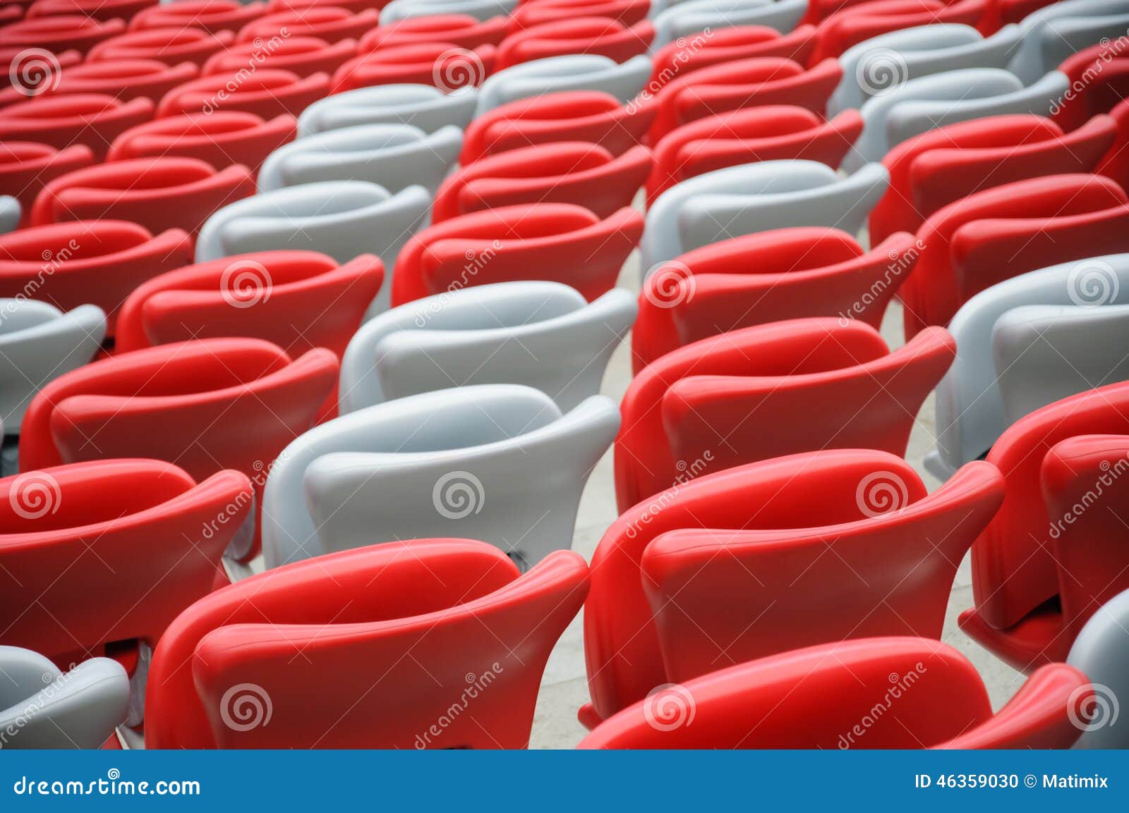 Several Rows of Red and White Stadium Seats Stock Photo - Image of ...