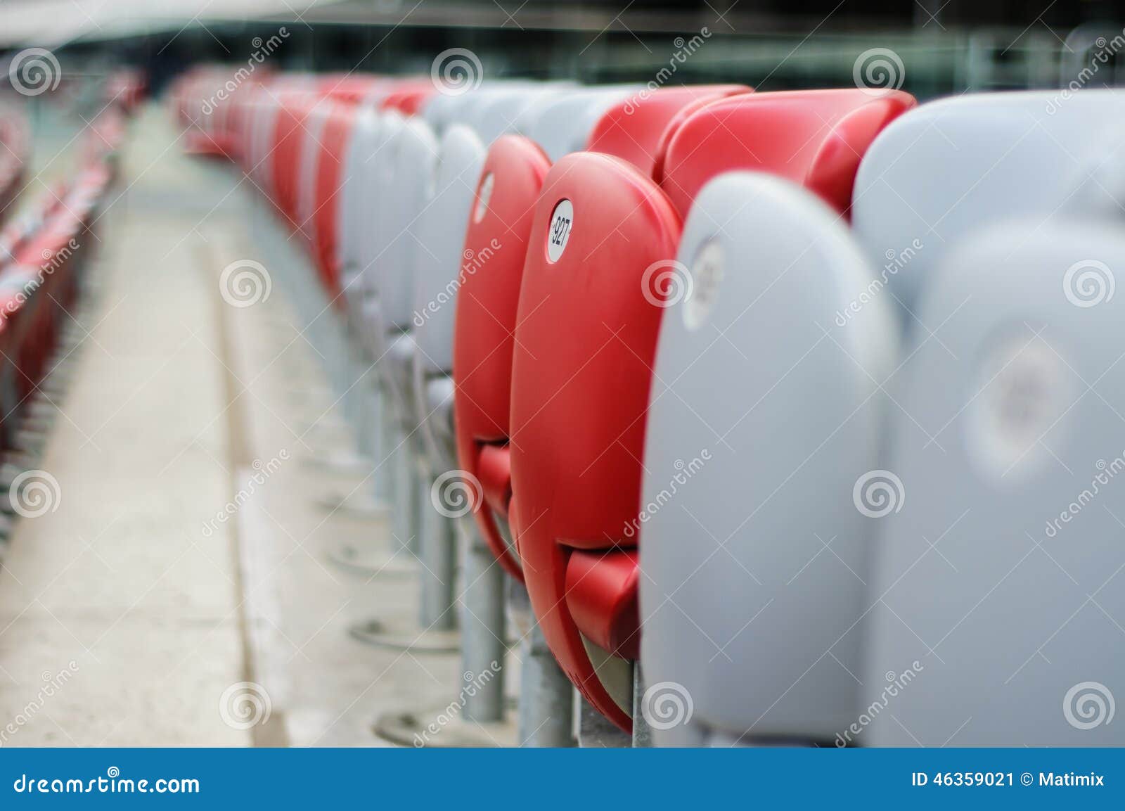 Several Rows of Red and White Stadium Seats Stock Image - Image of rows ...