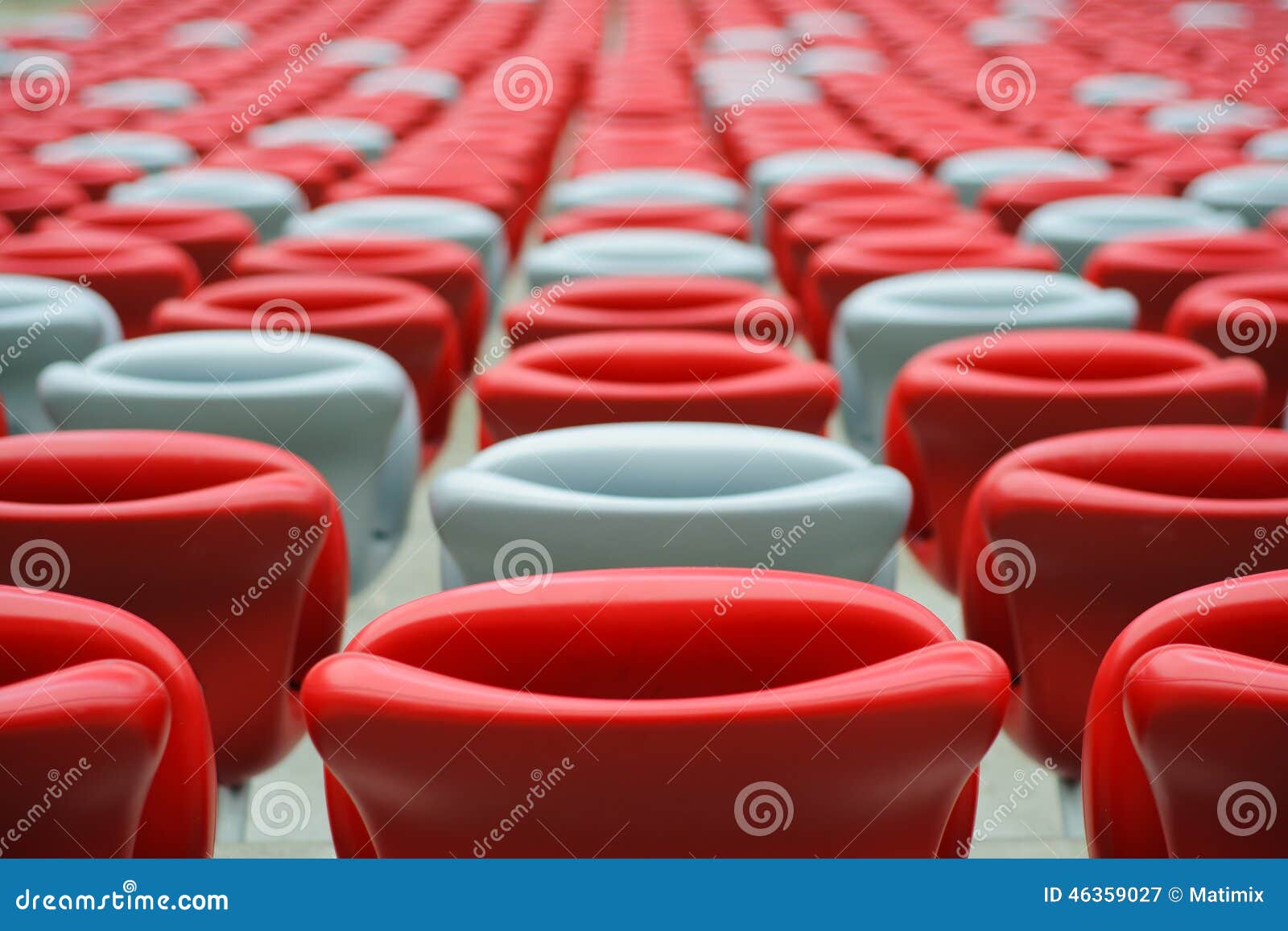 Several Rows of Red and White Stadium Seats Stock Image - Image of ...