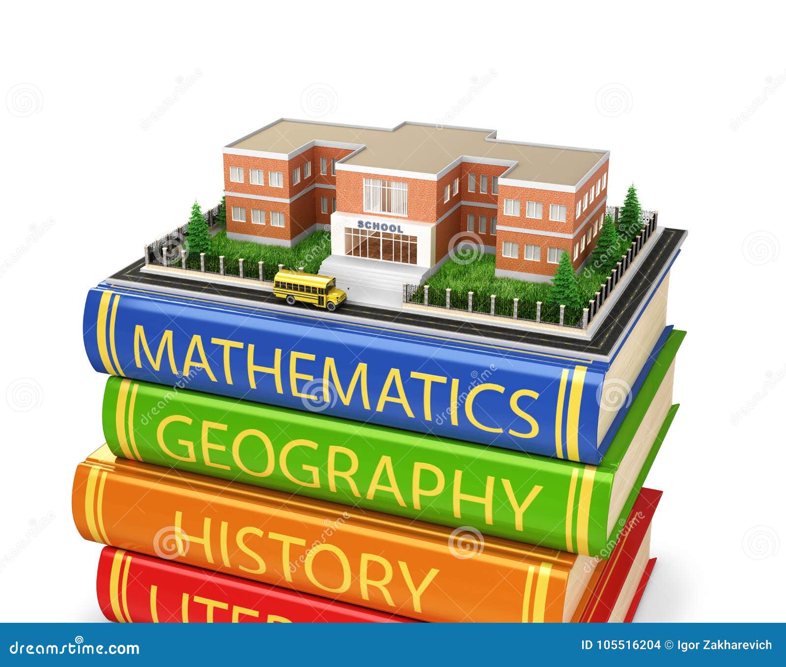 Several School Books are Stacked in the Form of a Staircase on W Stock ...