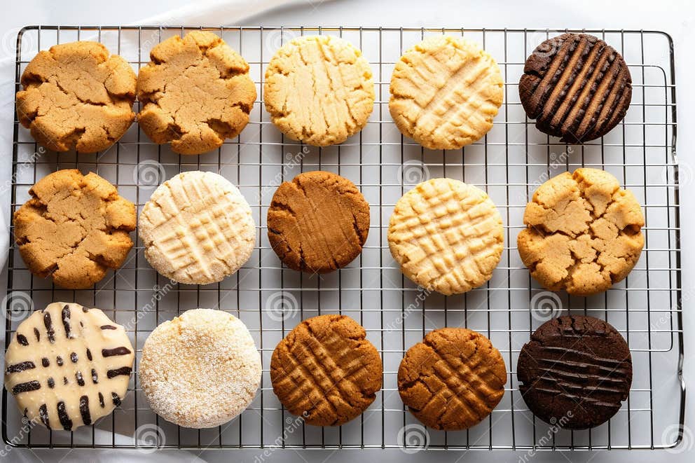 Several Shapes of Cookies on a Cooling Rack Stock Illustration ...