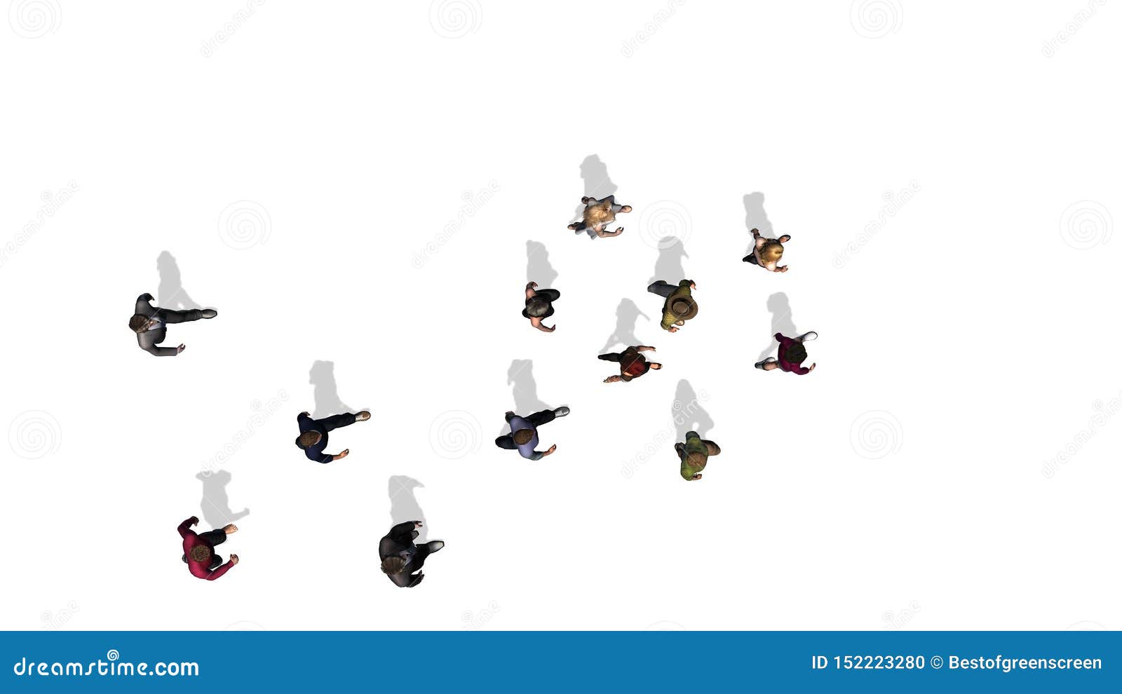 Several Single People is Walking in One Direction - Top View Stock ...