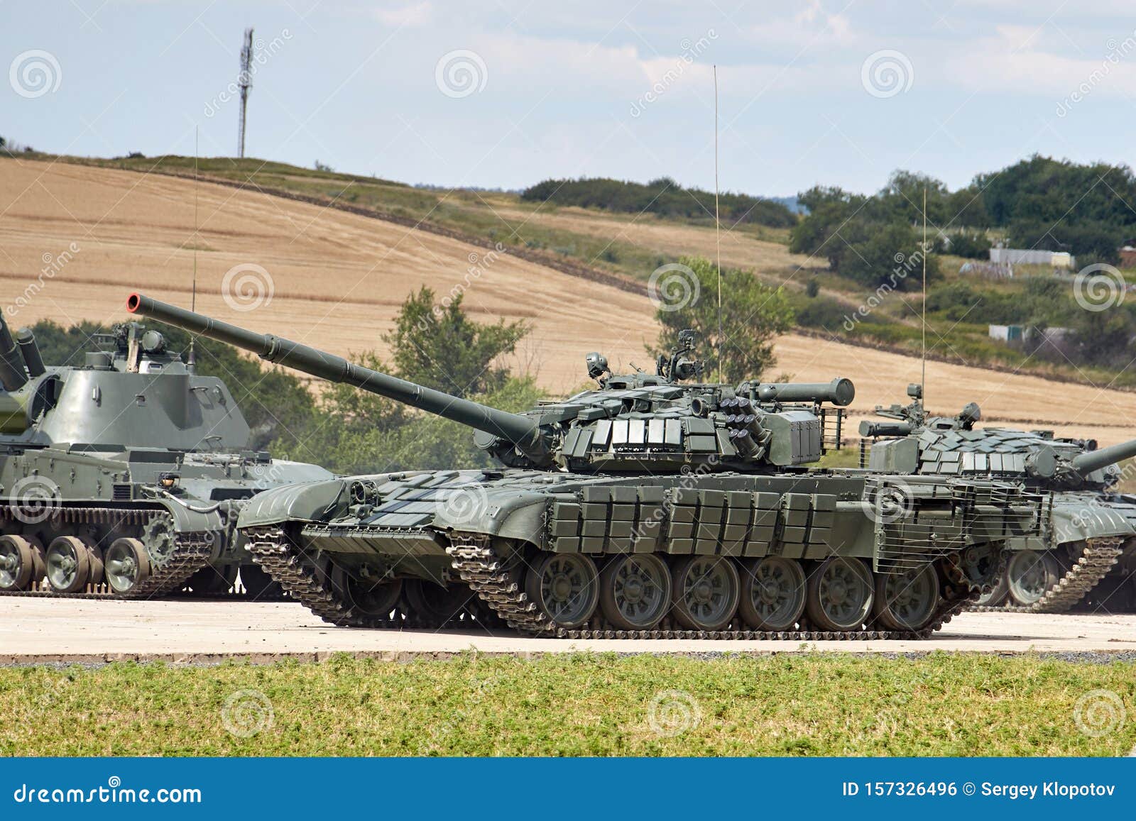 Several Soviet T-72 Medium Tanks Stock Photo - Image of transportation ...