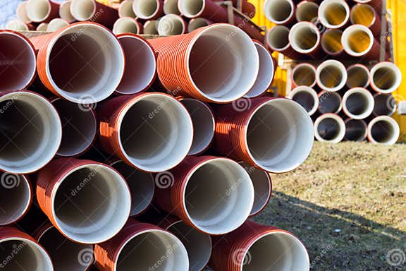 Stack of sewer pipes stock image. Image of conduit, sanitary - 29937561