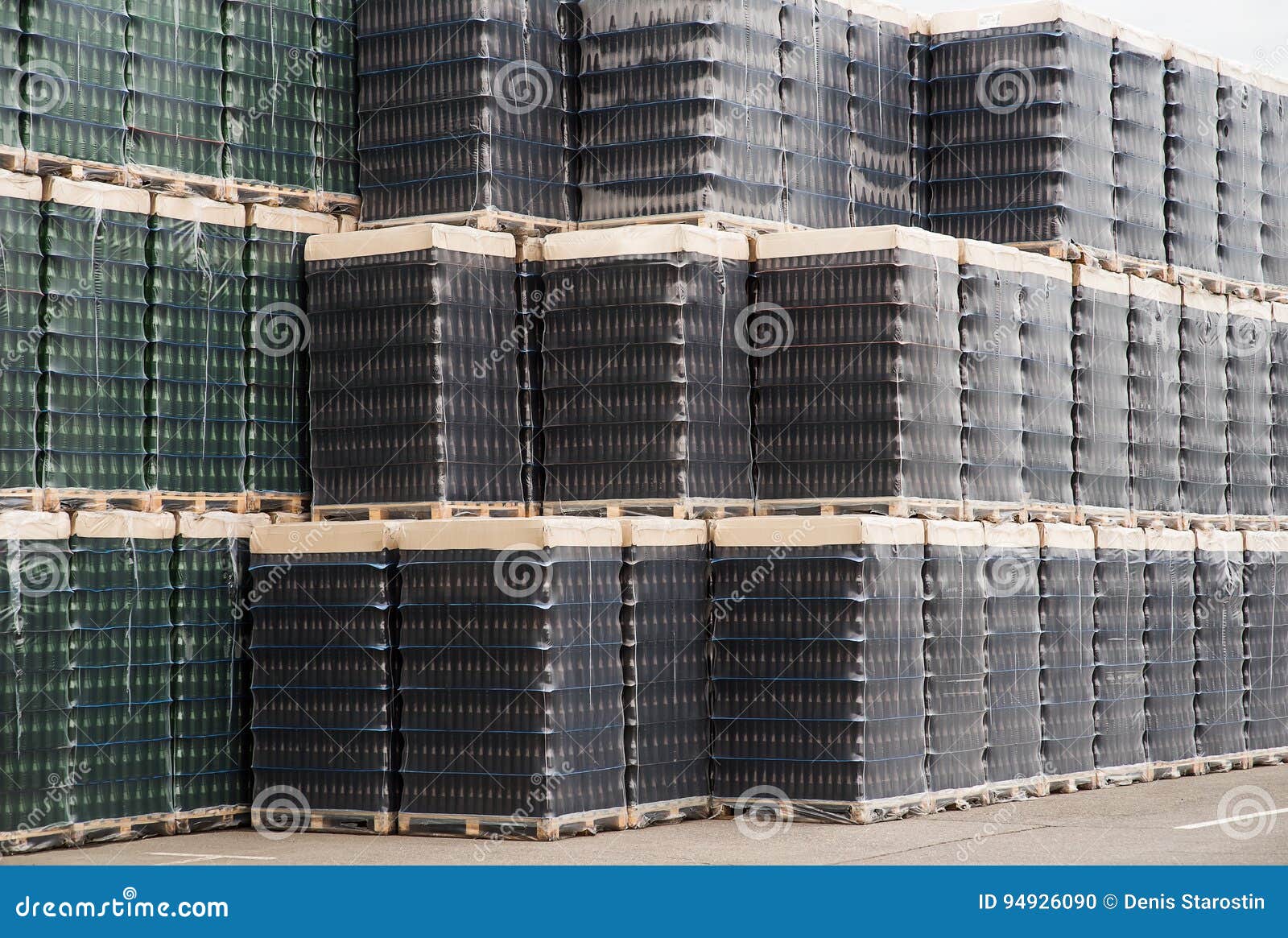 Several Stacks of Colorful Beverage Bottle Crates Outdoors Stock Photo ...