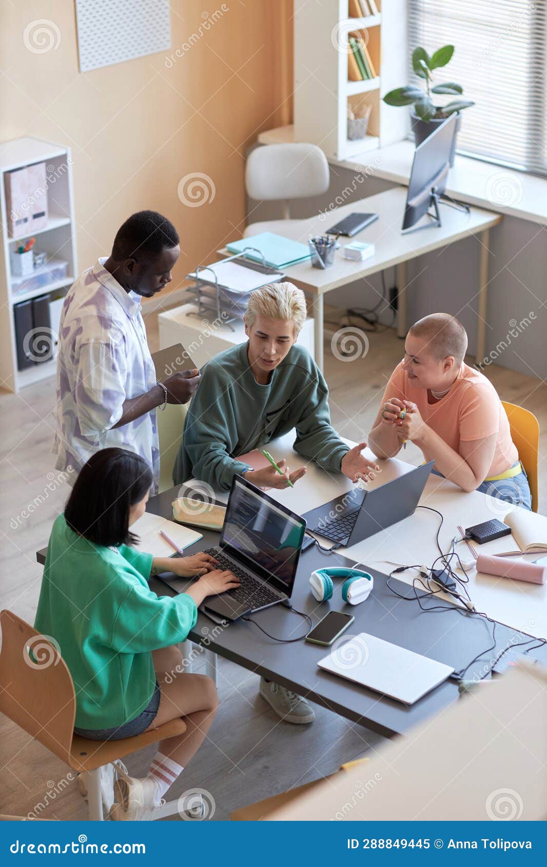 Several Students of Highschool Having Discussion of New Project Stock ...