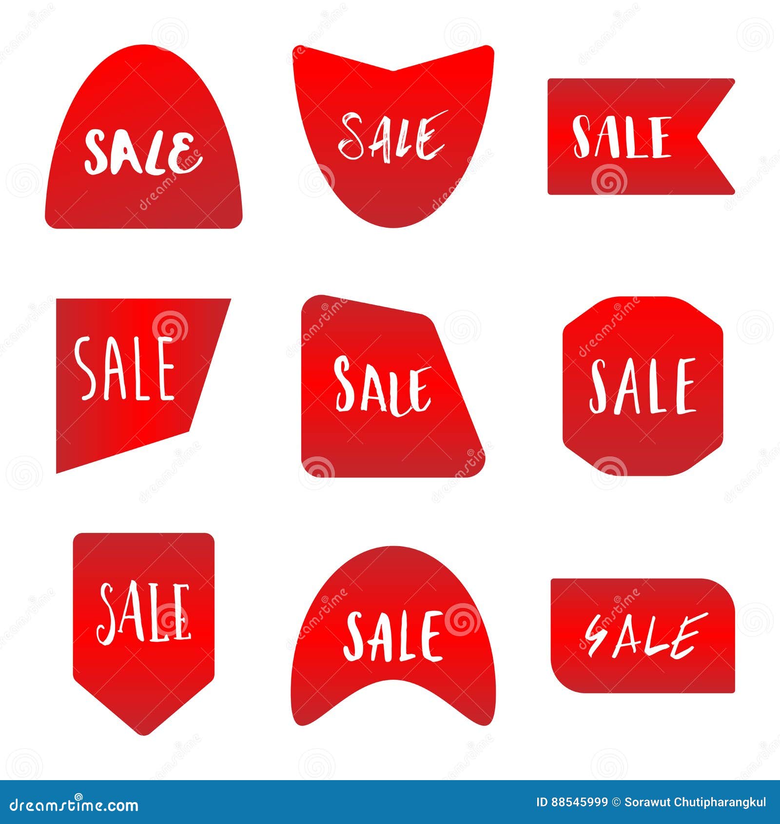 Several Style of Red Sale Sticker Label Set Stock Vector - Illustration ...