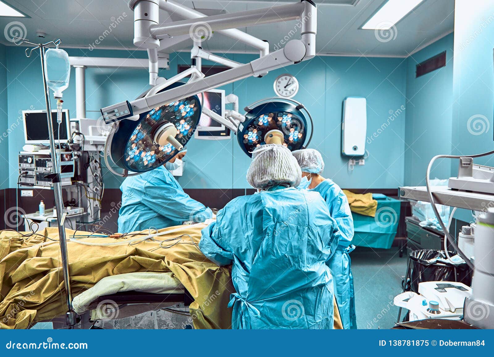 Several Surgeons Surrounding Patient on Operation Table during Their ...