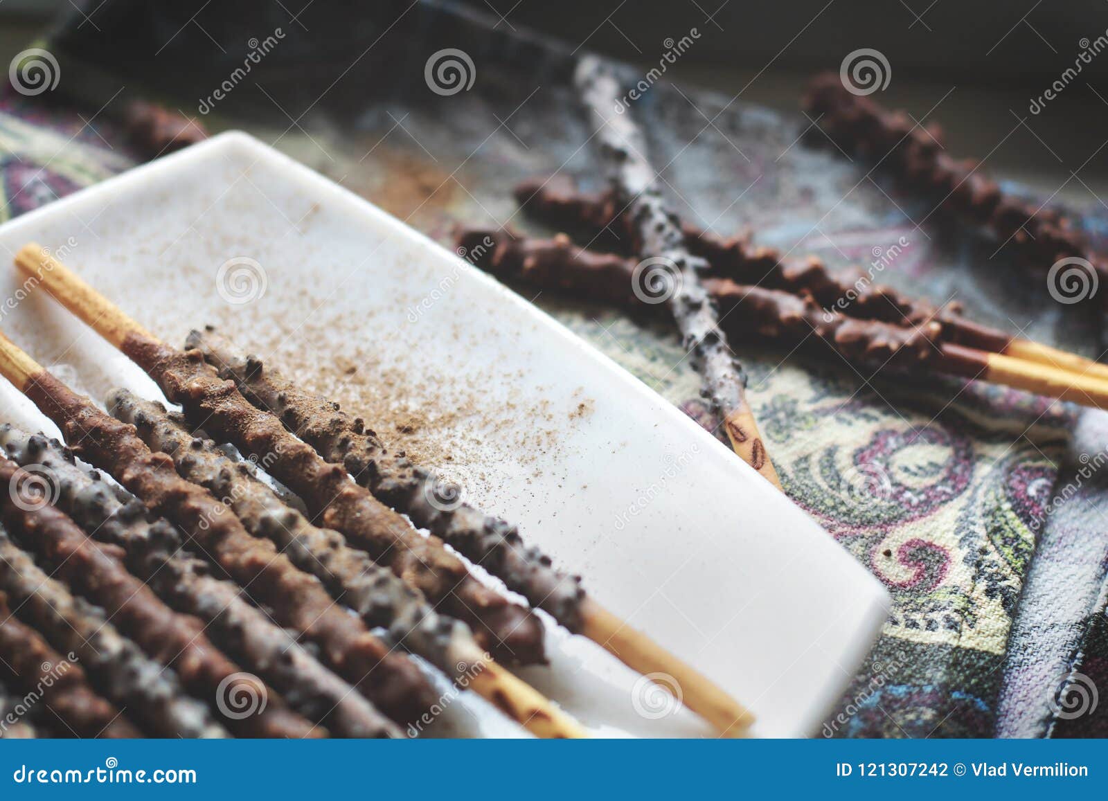 A Several Sweet Sticks with Chocolate Stock Photo - Image of food ...