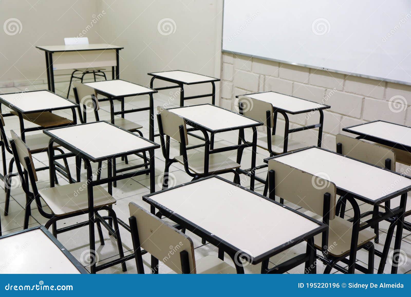Classroom Table in School without Students Stock Photo - Image of ...