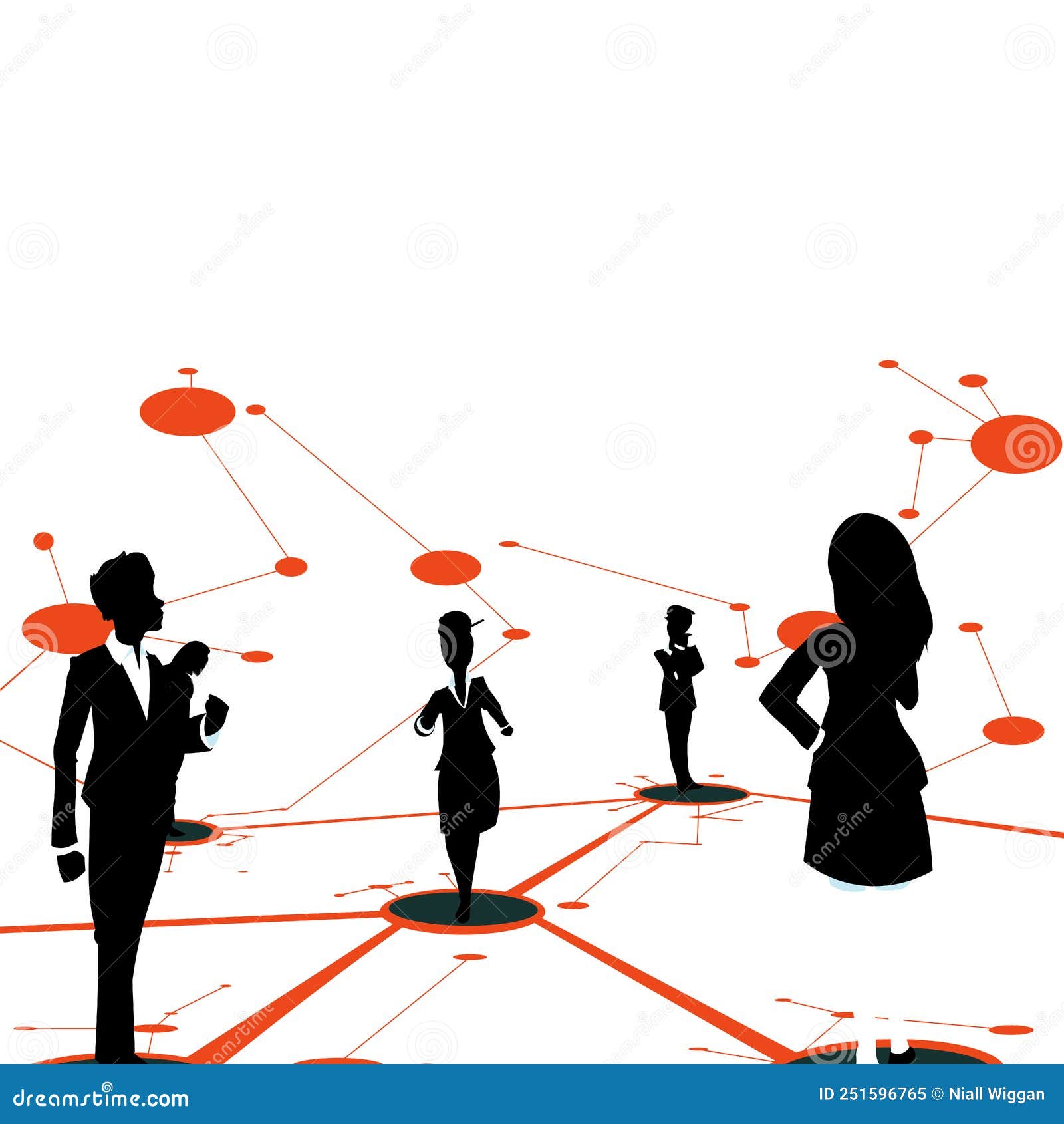 Several Team Members Standing Separate Thinking and Connected with ...