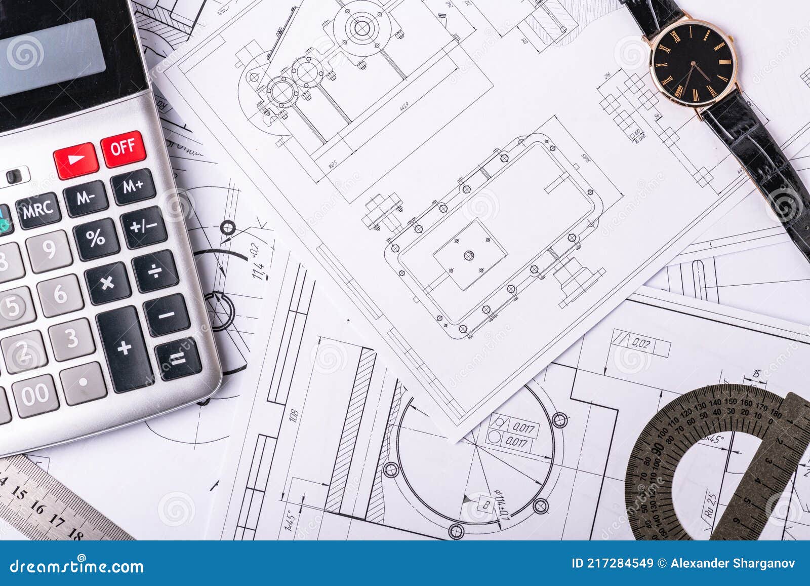 Several Technical Engineering Drawings, Which Show Mechanical Parts ...