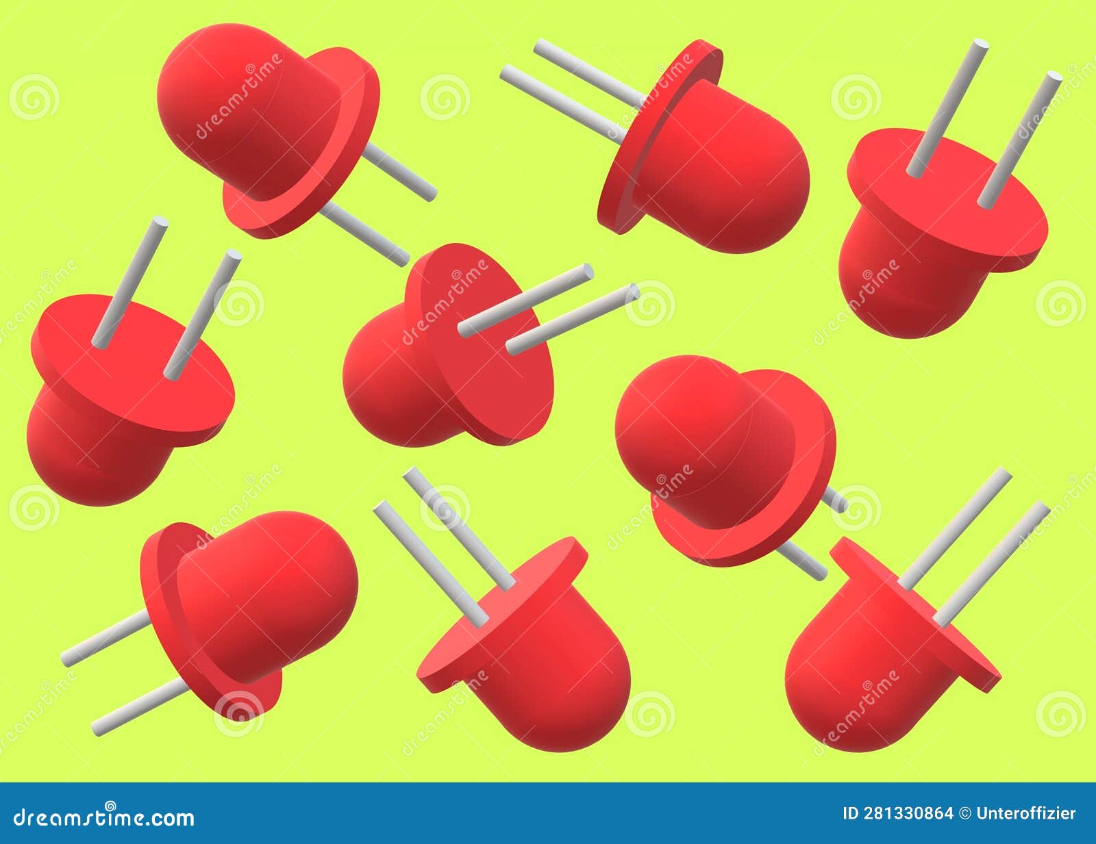 Several Three Dimensional Models of a Red LED Light Emitting Diode ...
