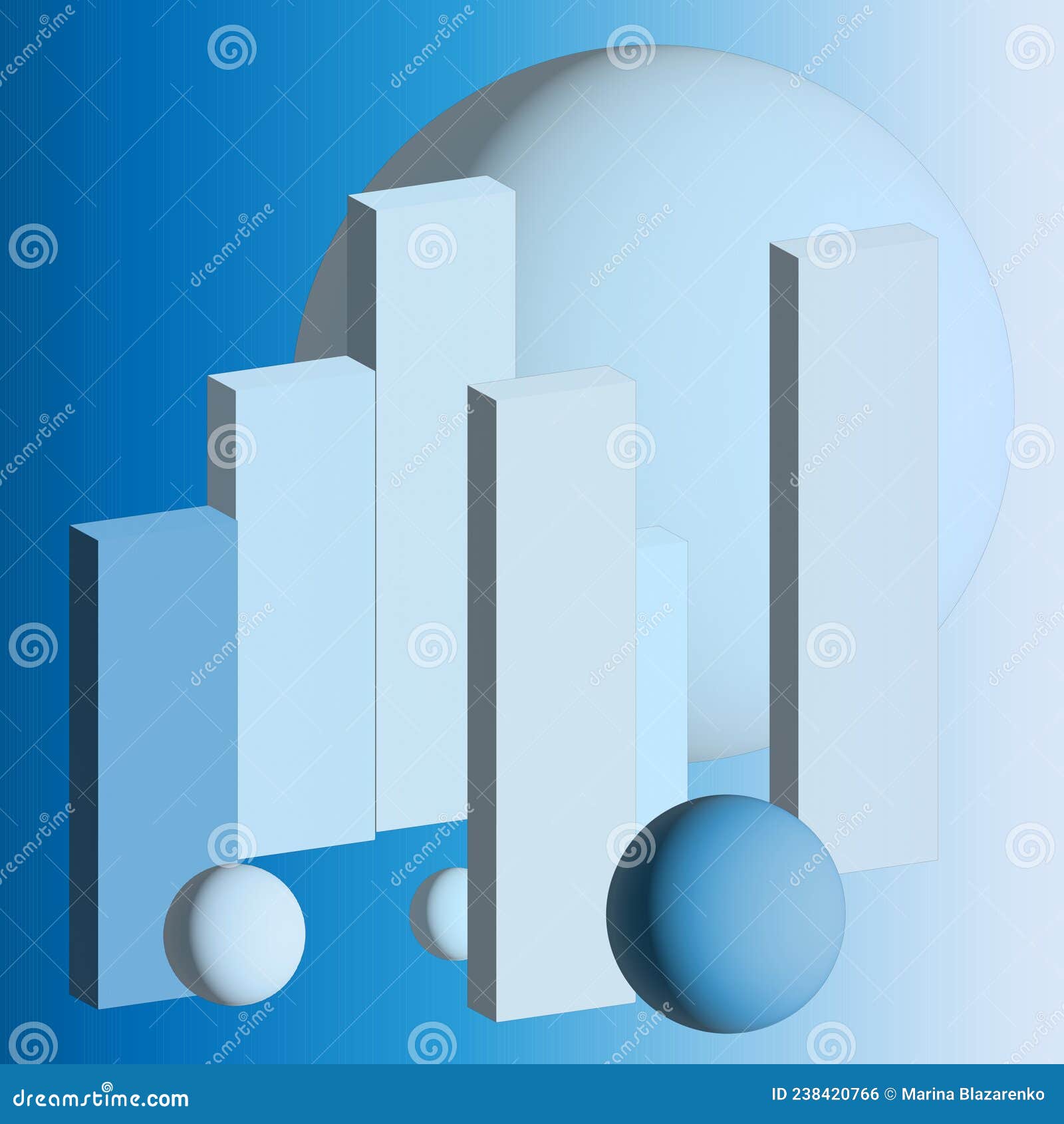 Several Three-dimensional Rectangles, Circles of Different Colors.3d ...