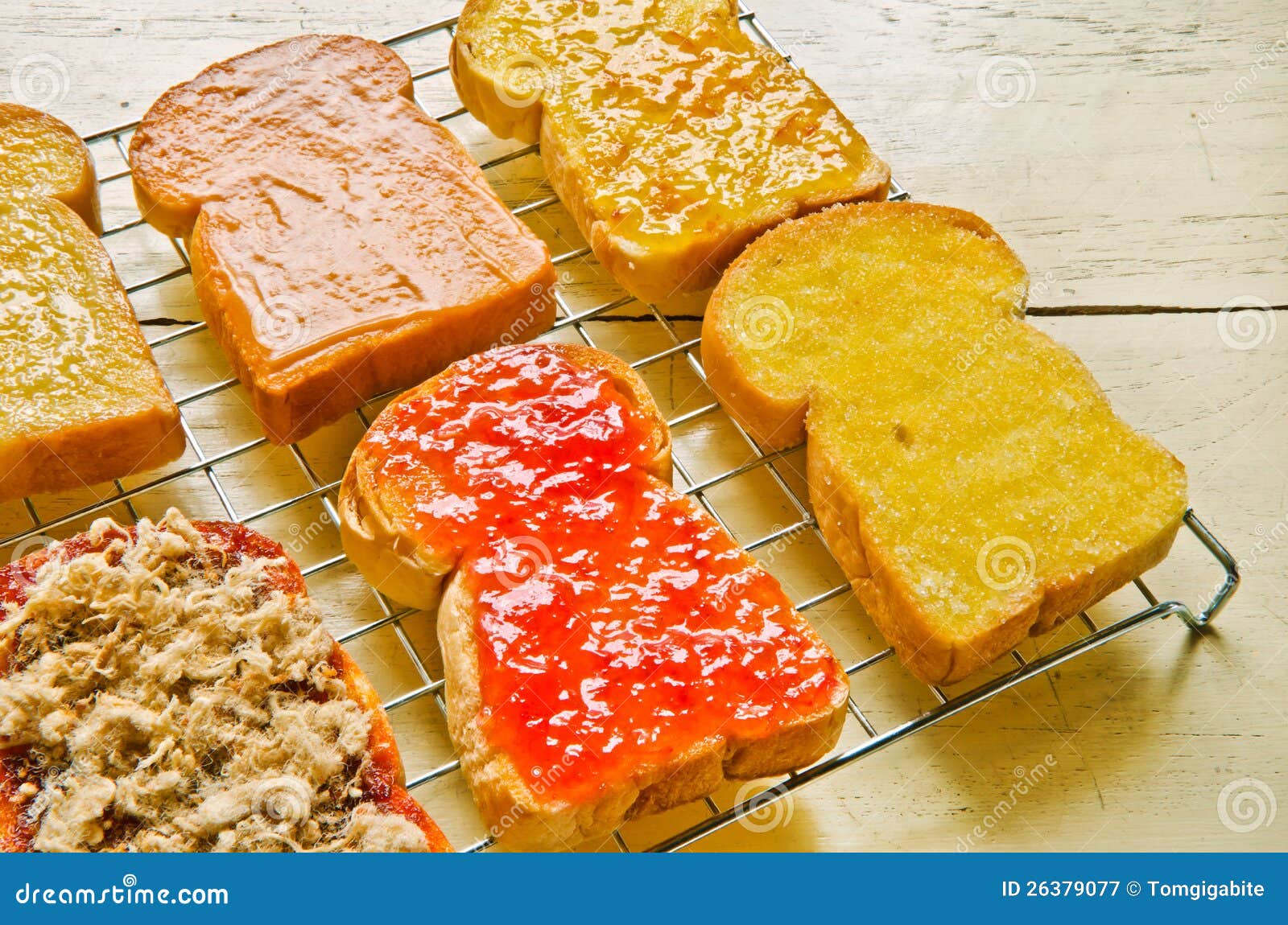 Several Toast with Various Topping Stock Image - Image of health ...