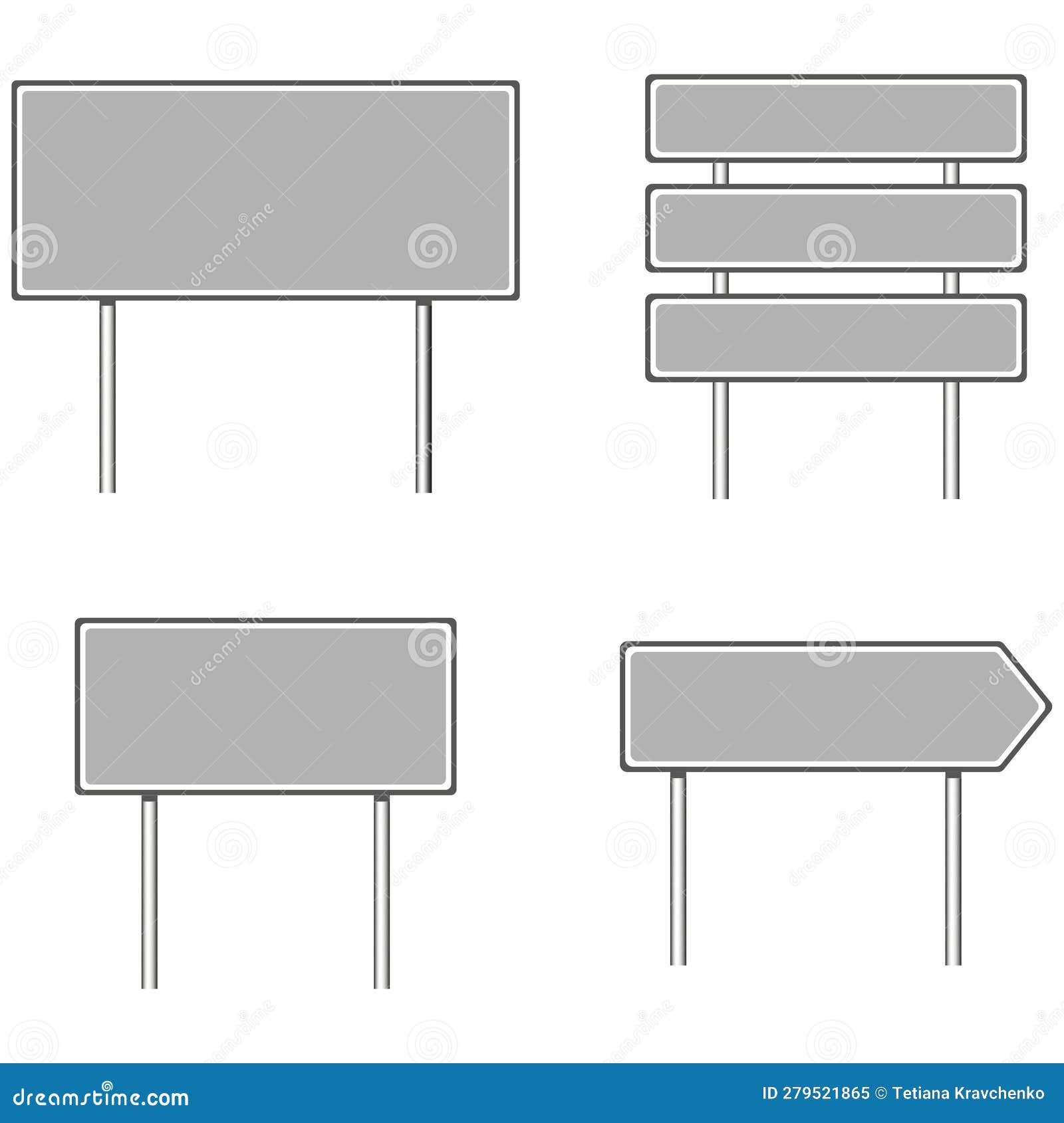 Several Types of Empty Signs. Blank Road Signs. Vector Illustration ...
