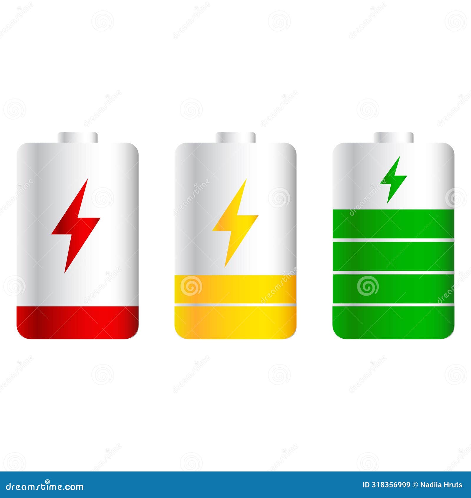 Several Types of Signs Indicating the Degree of Battery Charge. Stock ...