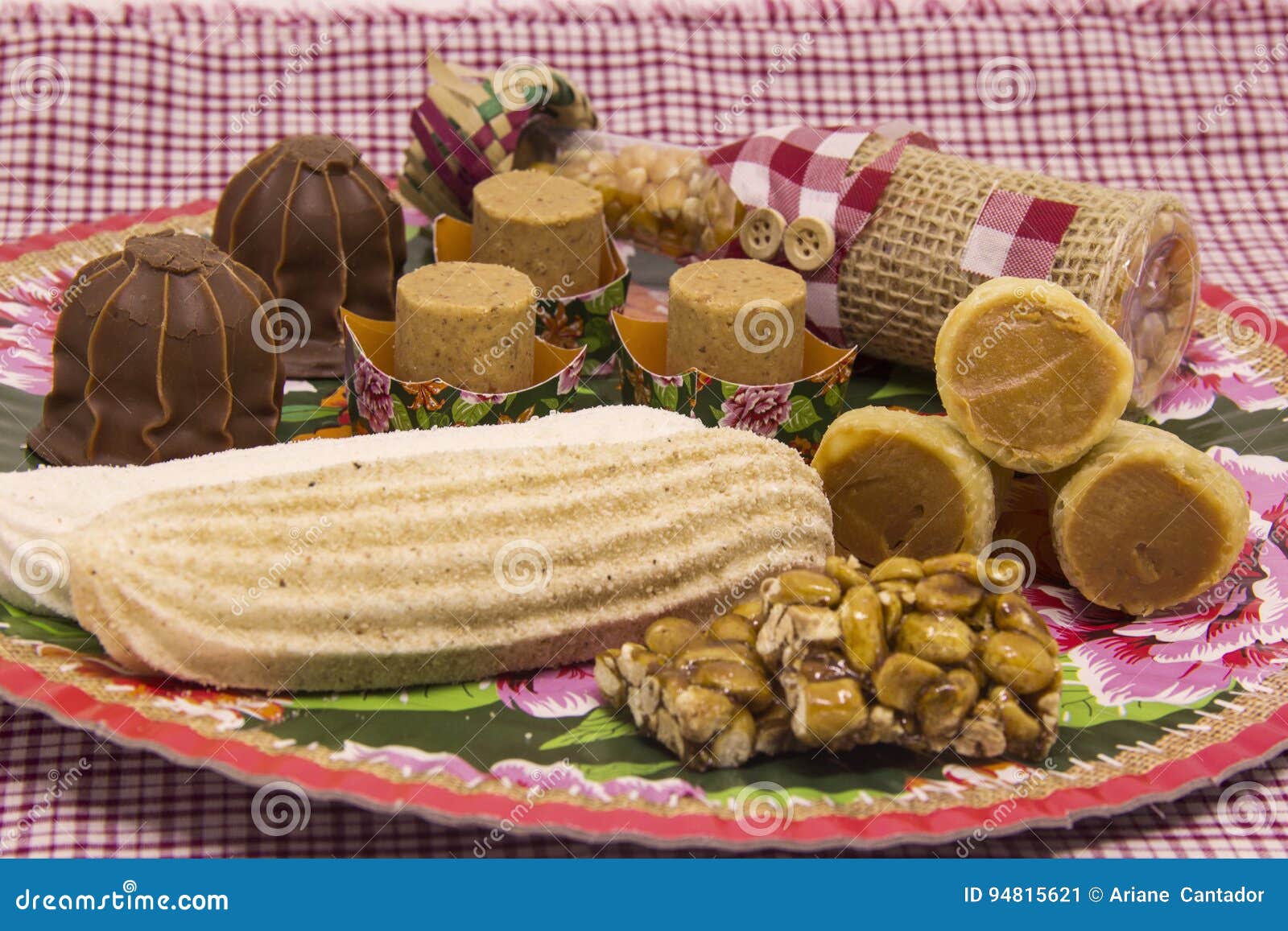 Several Typical Brazilian Sweets from Junina. Peanut, Coconut Ca Stock ...