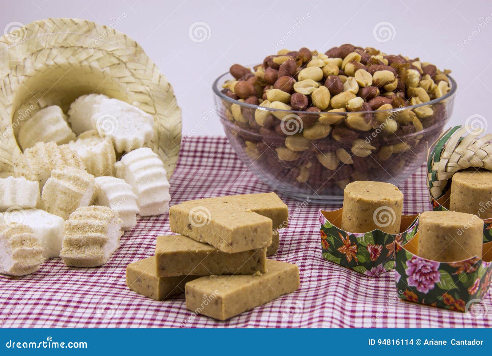 Several Typical Brazilian Sweets from Junina. Peanut, Coconut Ca Stock ...