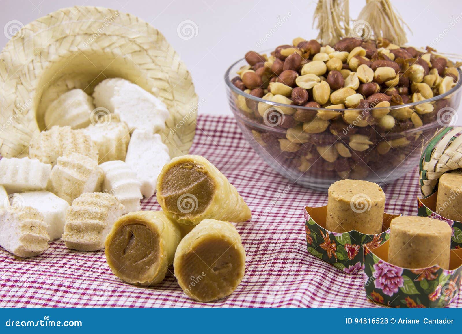 Several Typical Brazilian Sweets from Junina. Peanut, Coconut Ca Stock ...