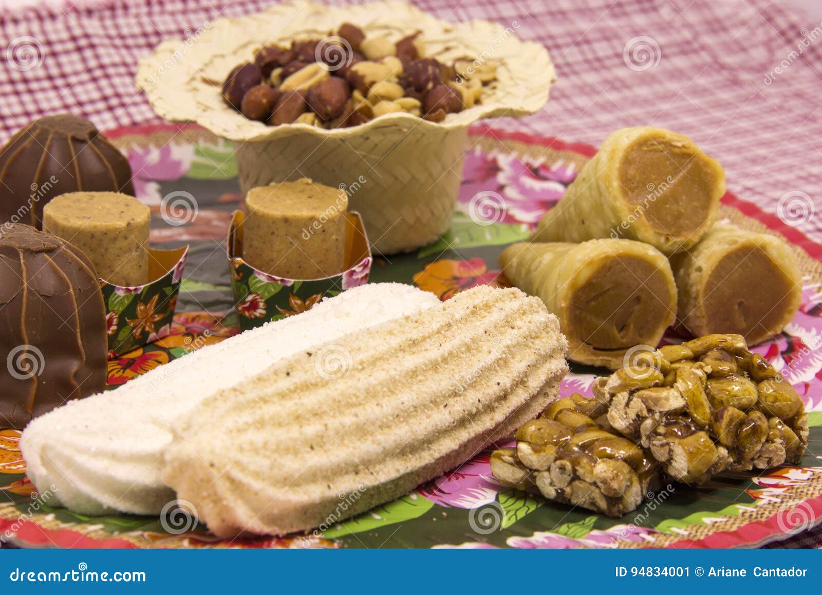 Several Typical Brazilian Sweets from Junina. Peanut, Coconut Ca Stock ...