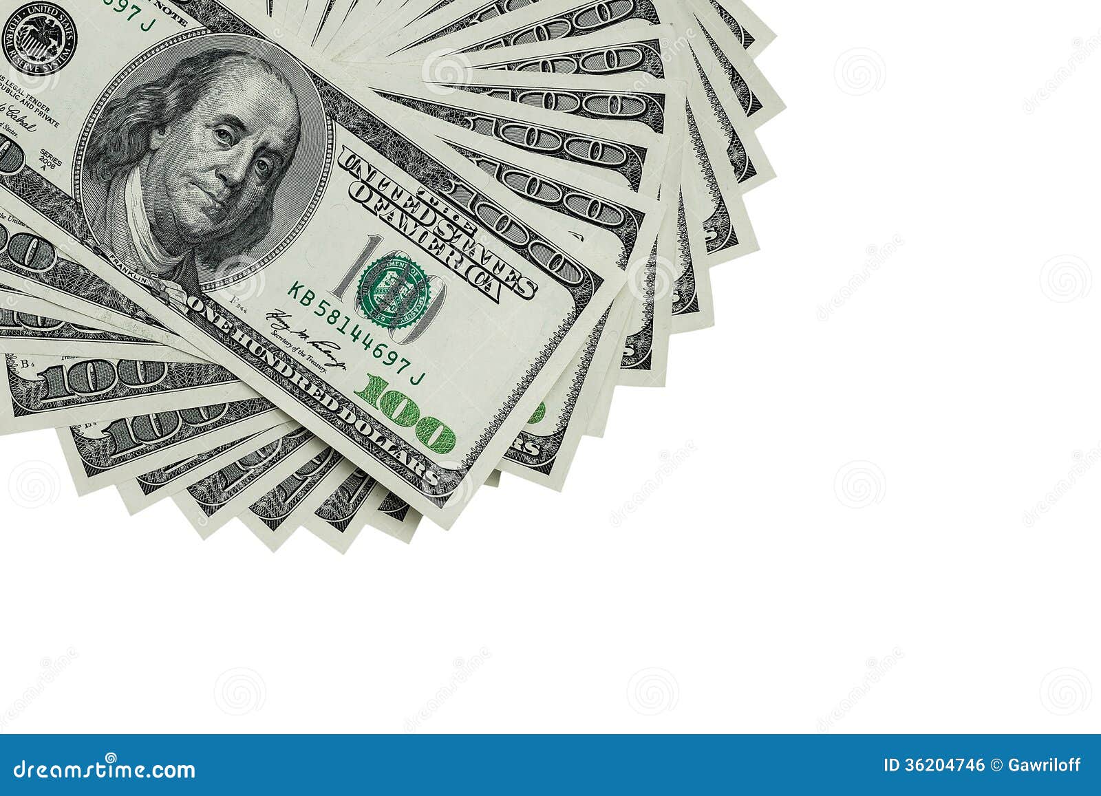 Several 100 US $ Money Notes Spread Out in Fan Shape Stock Photo ...