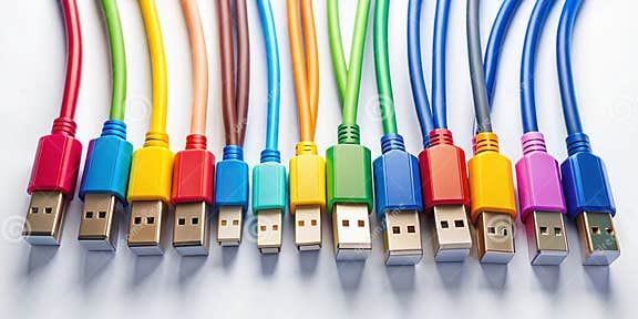 Several USB Cables of Different Types and Colours Creative AI Stock ...