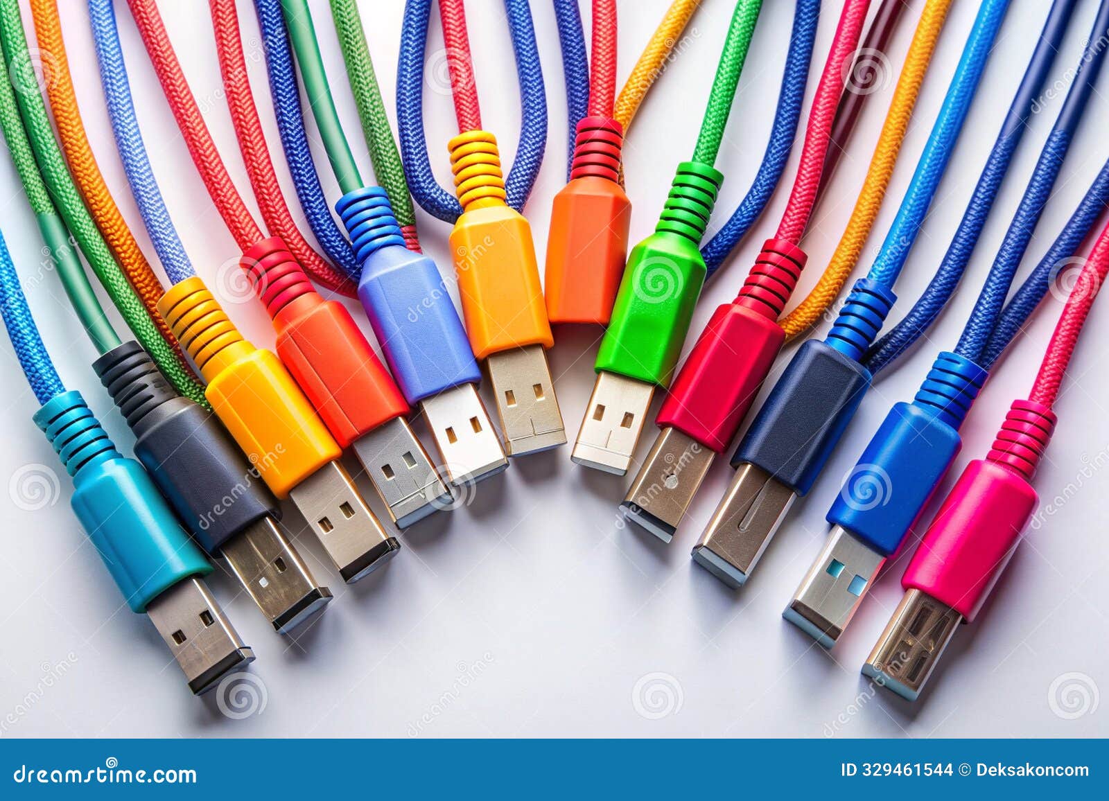 Several USB Cables of Different Types and Colours Creative AI Stock ...
