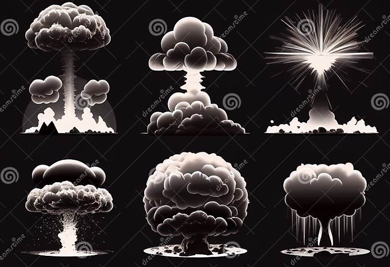 Several Variants of Atomic Explosion for Stickers. AI Generated Stock ...