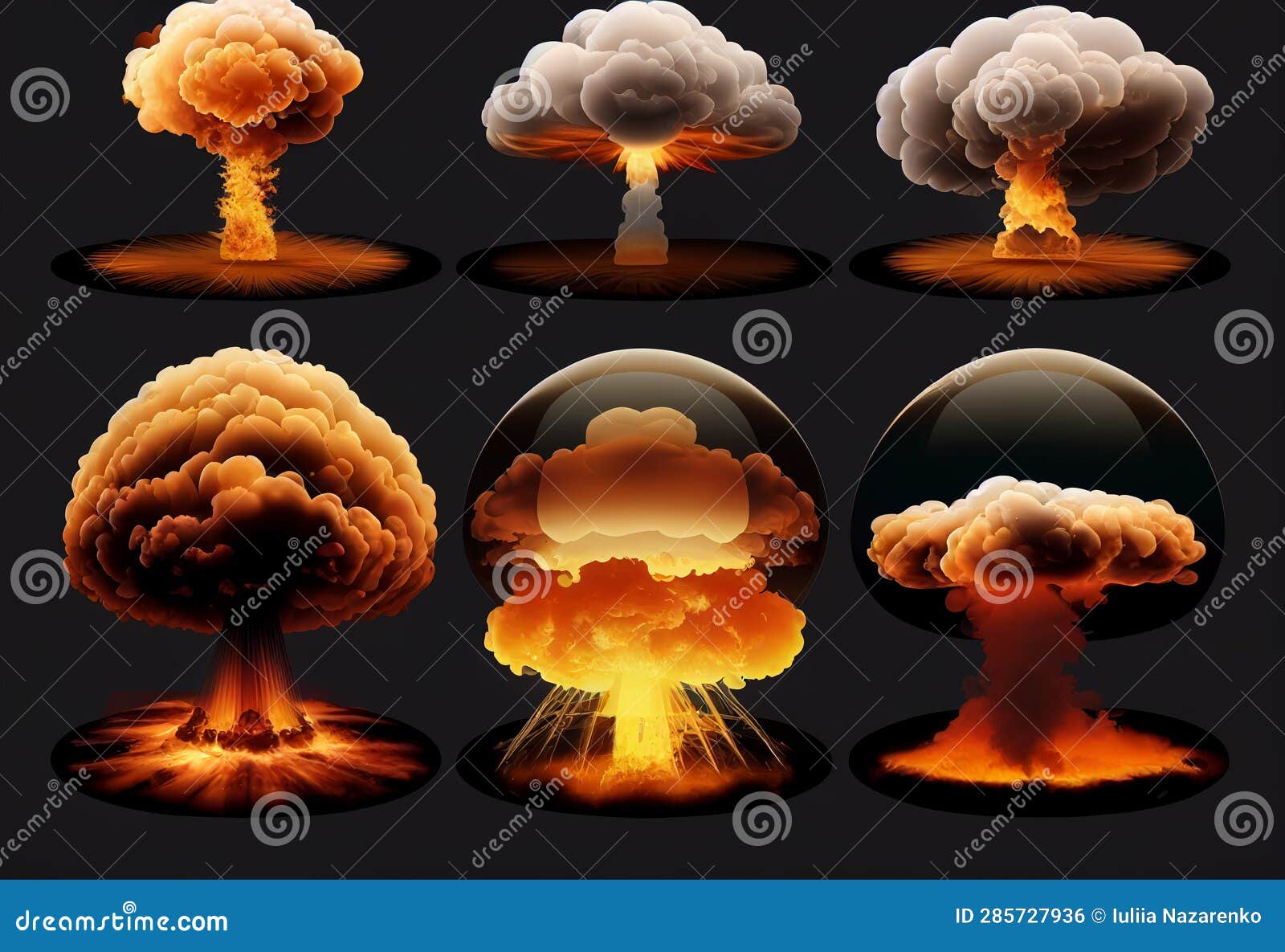 Several Variants of Atomic Explosion for Stickers. AI Generated Stock ...