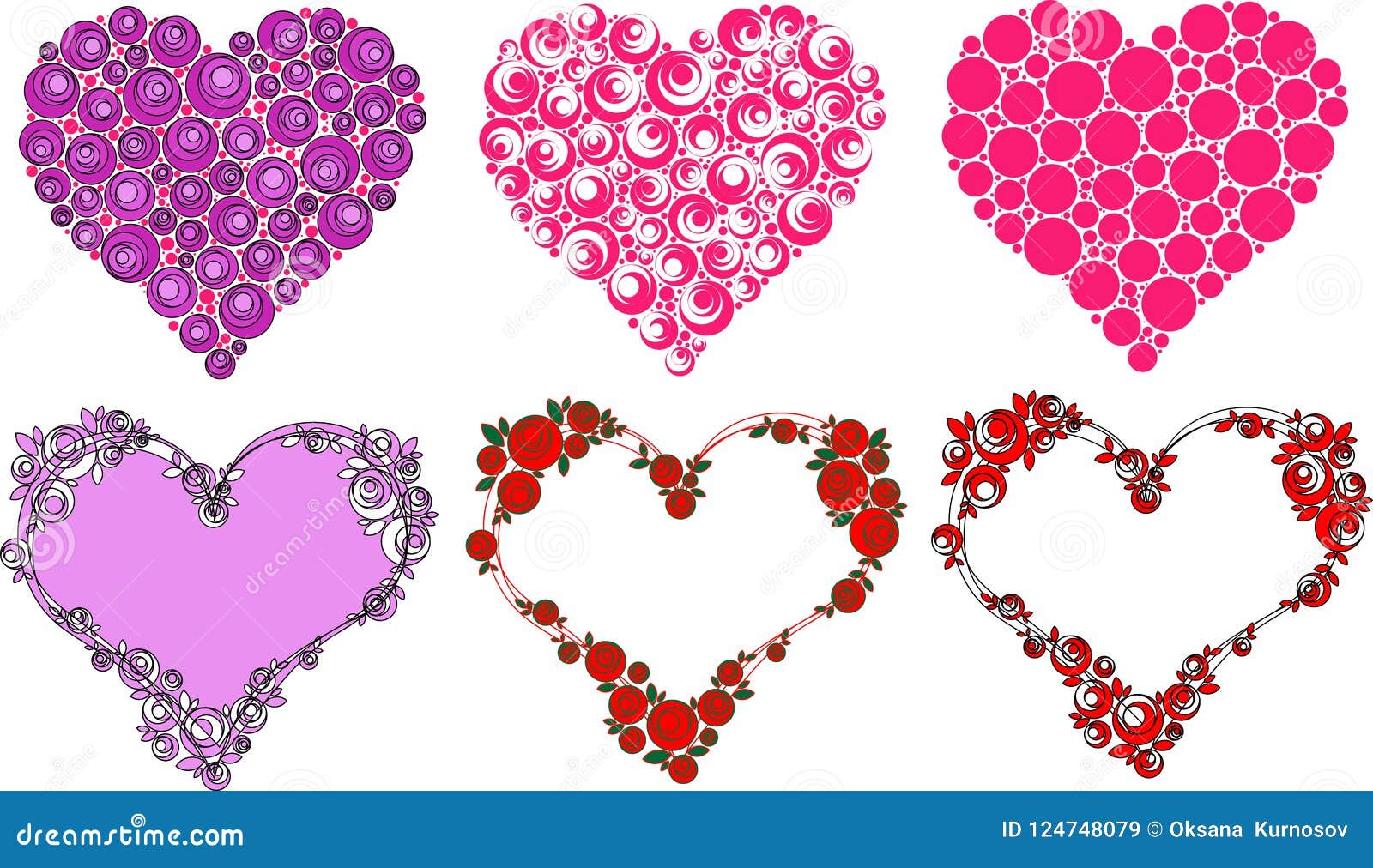 Hearts in Different Style, Vector Stock Vector - Illustration of spring ...