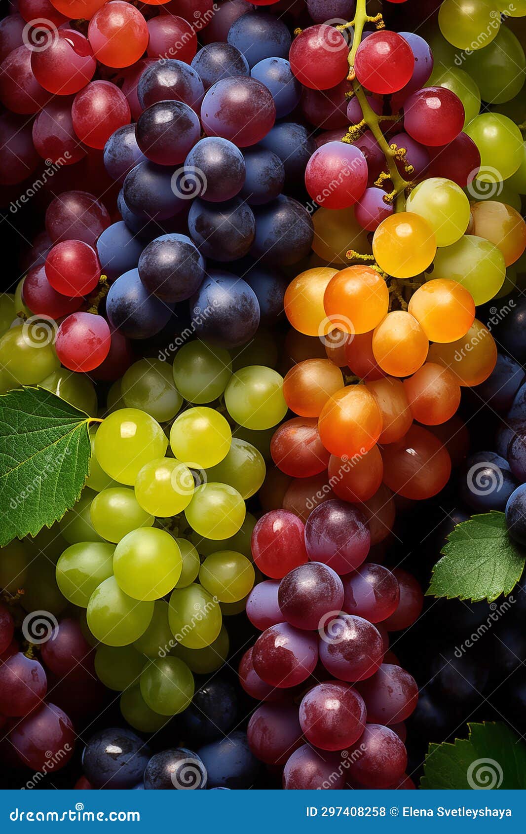 Several Varieties and Colors of Grapes. AI Generated Content. Stock ...