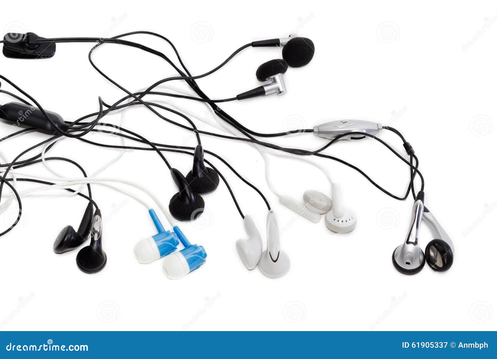 Several Various Earbuds on a Light Background Stock Image - Image of ...