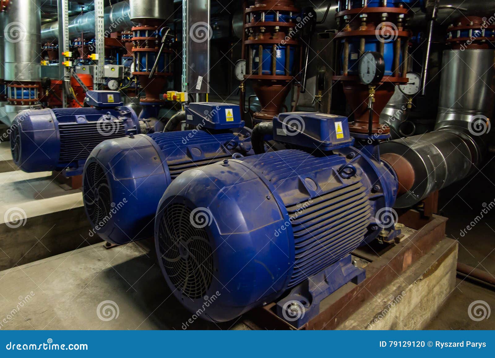 Several Water Pumps with Electric Motors Stock Photo - Image of heat ...