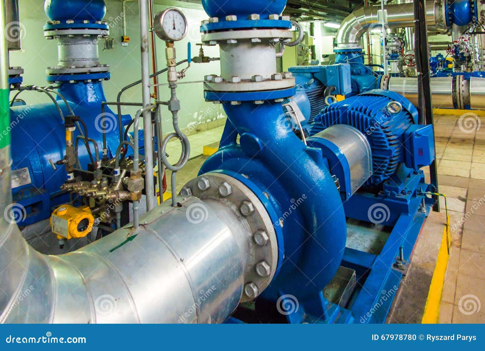Several Water Pumps with Large Motors Stock Photo - Image of gauge ...