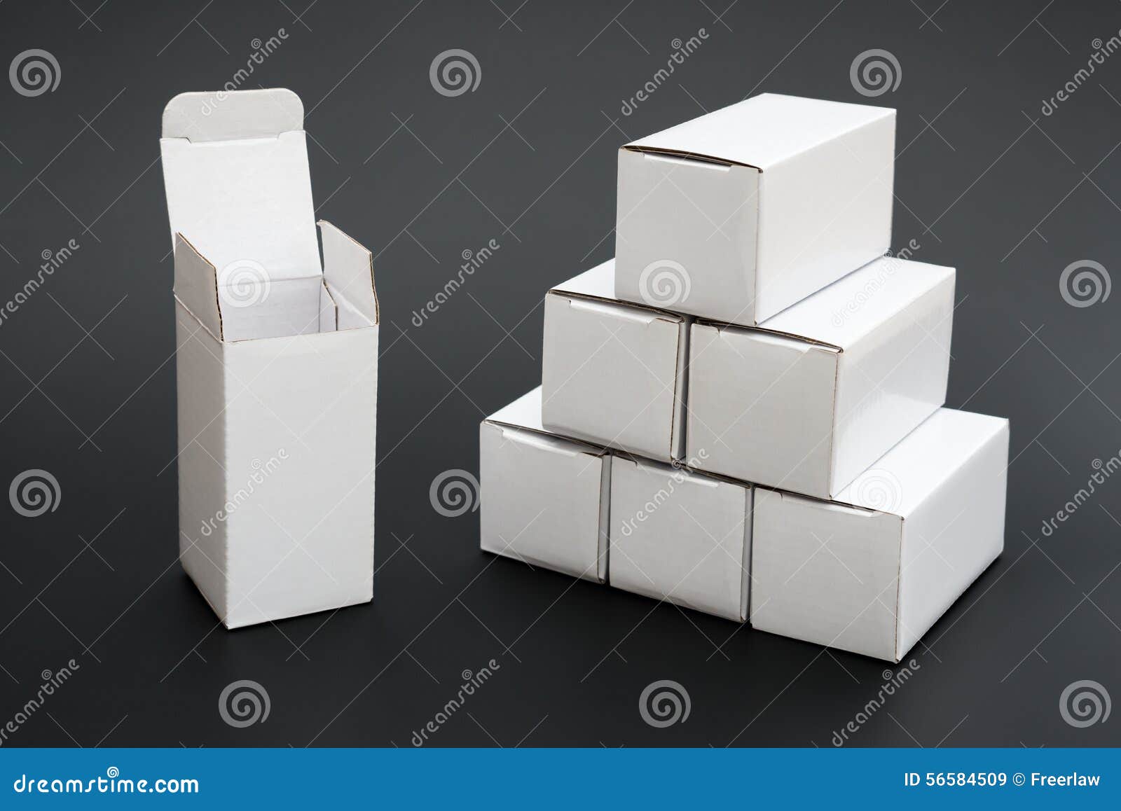 Several White Boxes with One Opened and Ther Other Closed Stock Image ...