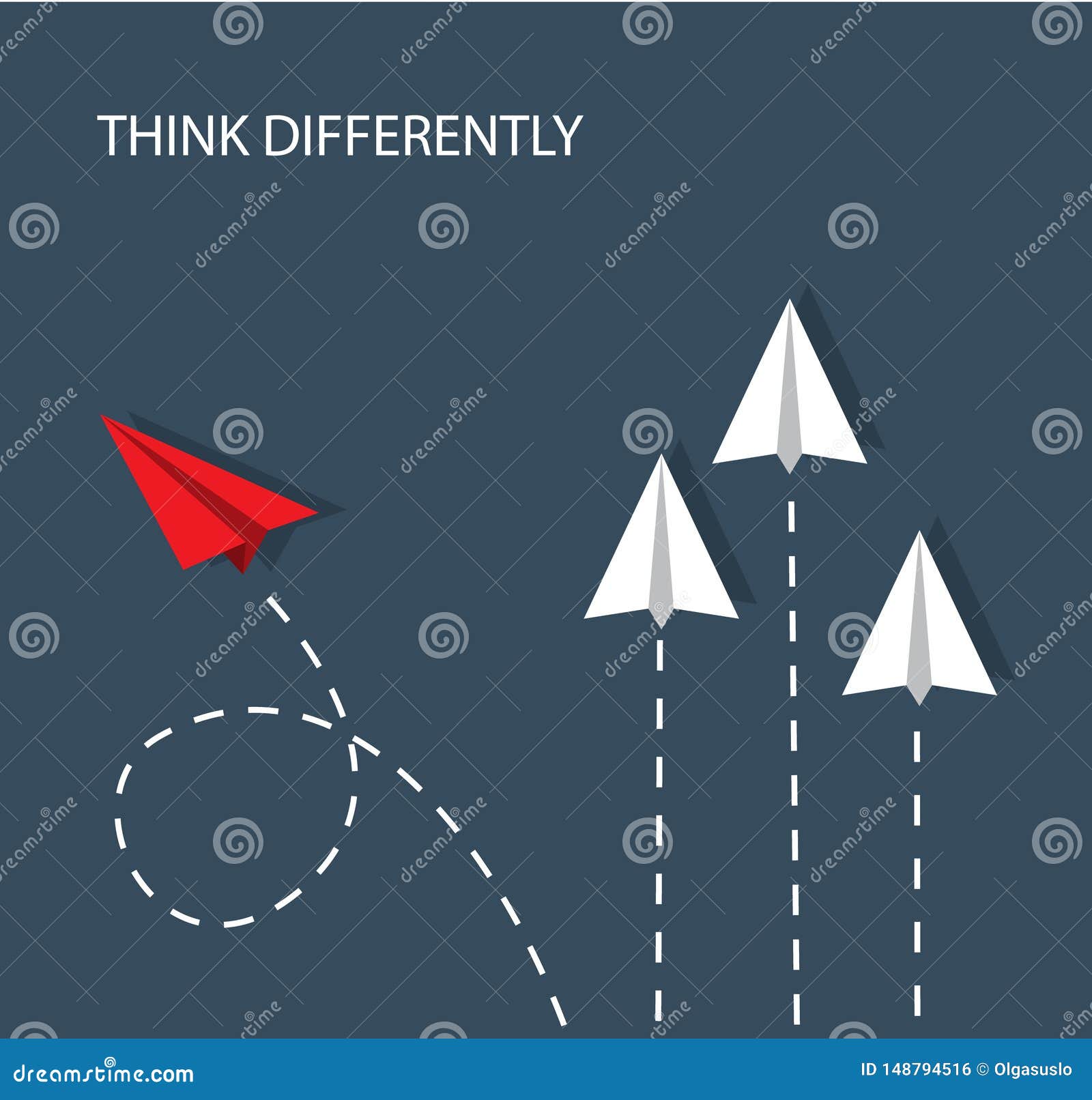 THINK DIFFERENTLY and White Paper Planes Stock Vector - Illustration of ...