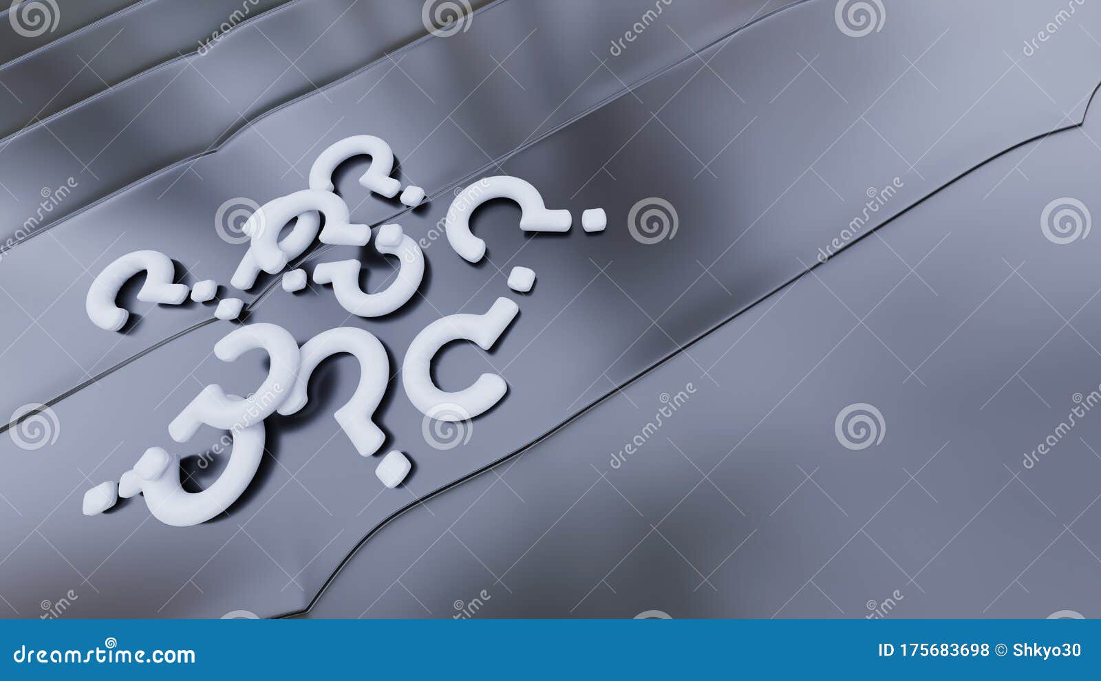 Several White Question Mark Put on a Grey Metallic Surface with Small ...