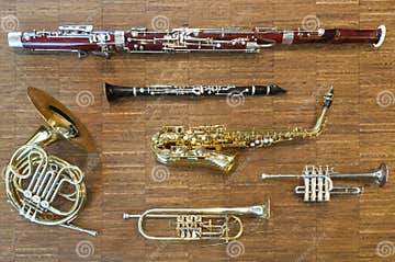 Several wind instruments stock photo. Image of reflection - 22592840