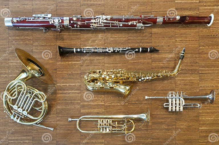 Several wind instruments stock photo. Image of reflection - 22592840