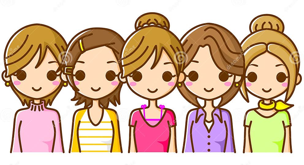 Several women lined up stock illustration. Illustration of female ...