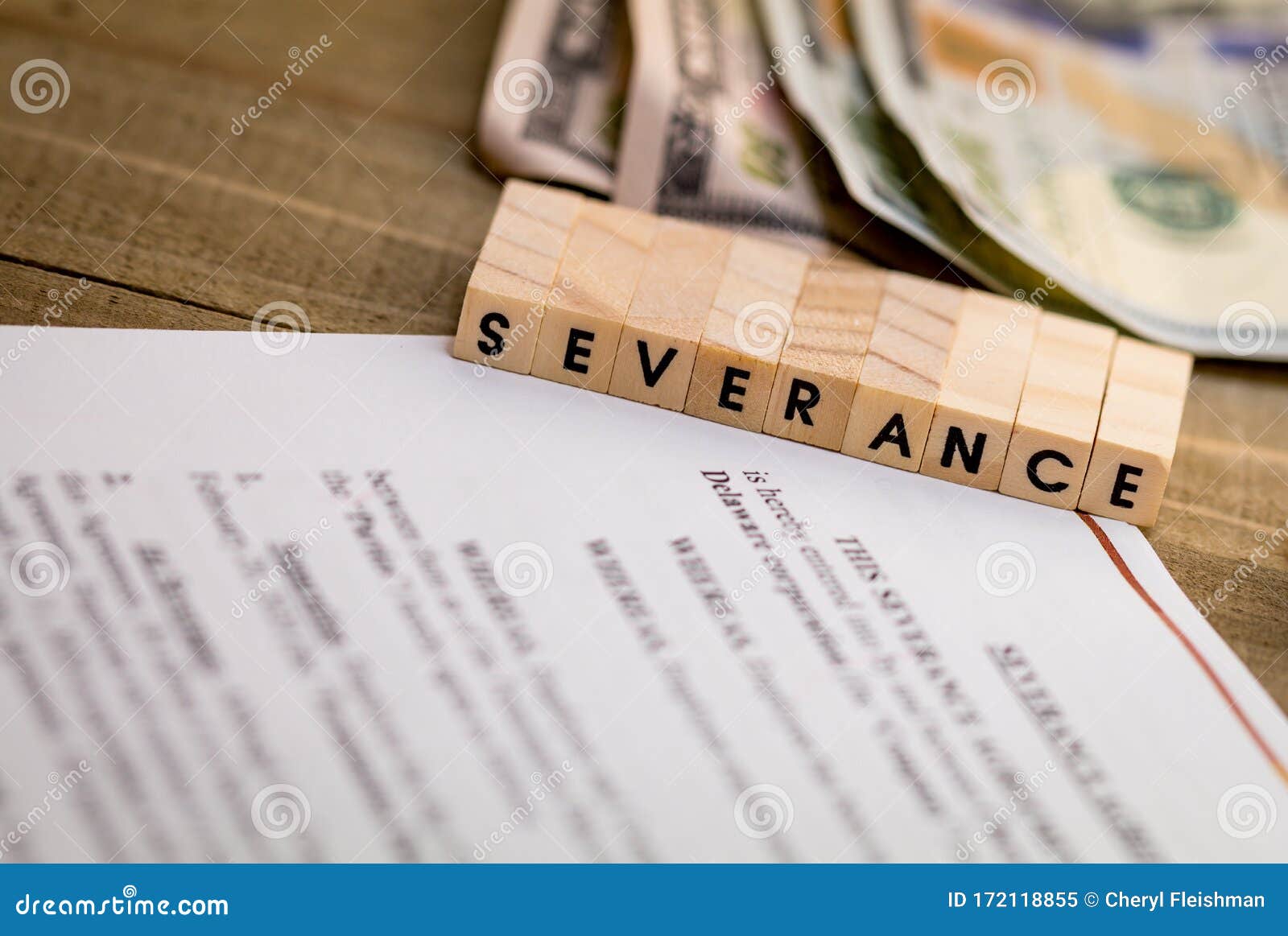Severance Pay Concept with Agreement Document on Wooden Board Stock ...