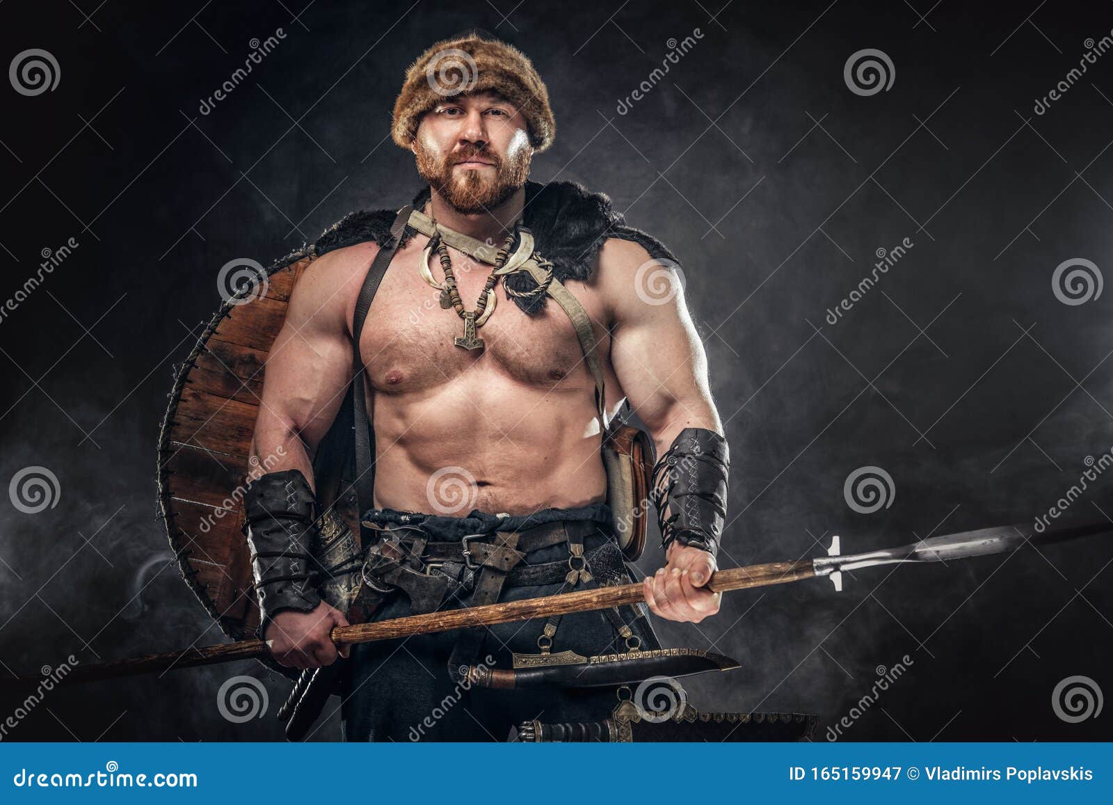 Severe Barbarian in Warrior Clothes Stock Image - Image of fighter ...