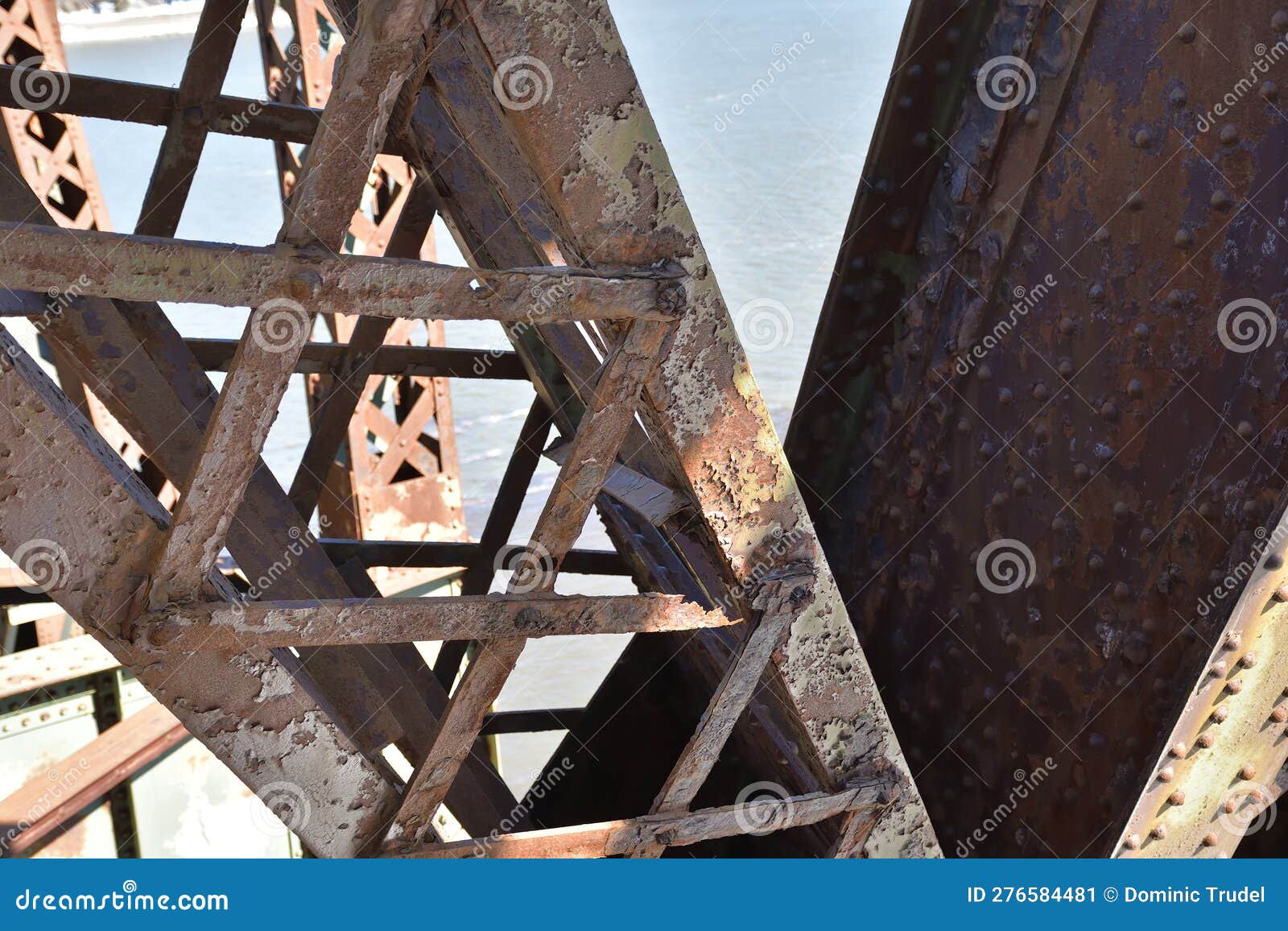 Severe Damage To Steel Bridge Structure. Rust And Broken Flat Bar On ...